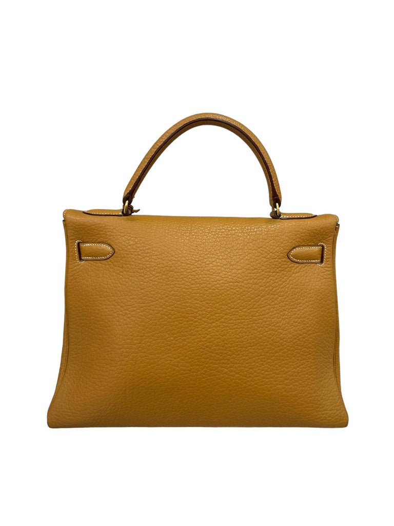 1993 Hermès Kelly 32 Fjord Jaune Ambre Top Handle Bag For Sale at 1stDibs