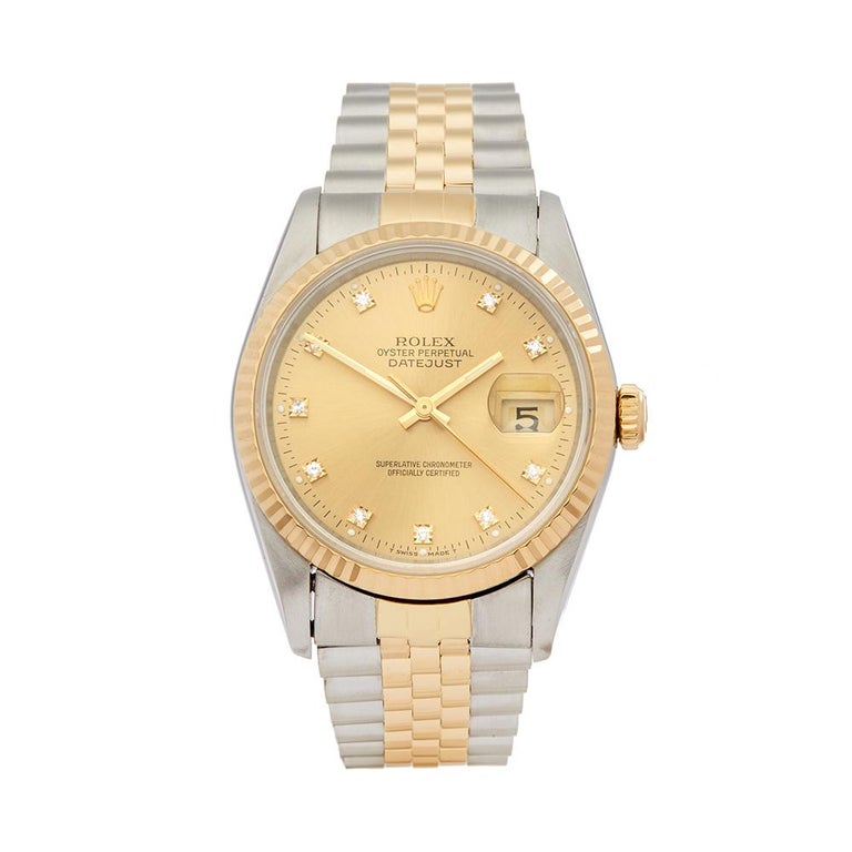 1993 Rolex Datejust Steel and Yellow Gold 16233 Wristwatch at 1stDibs