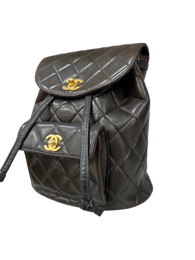 1994 Chanel Duma Vintage Backpack Brown Leather For Sale at 1stDibs