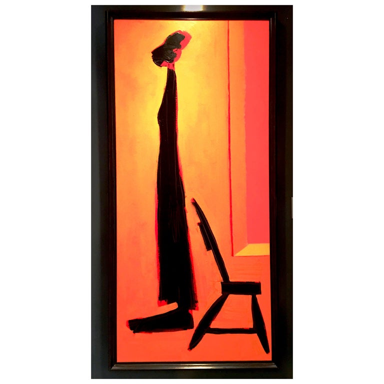 1994 Original Oil on Canvas Life Size Painting "Lady and Chair" by ...