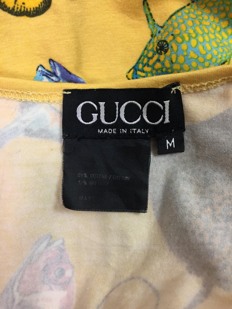 1995 Gucci by Tom Ford Yellow Ocean Fish Print Bodysuit at 1stDibs ...