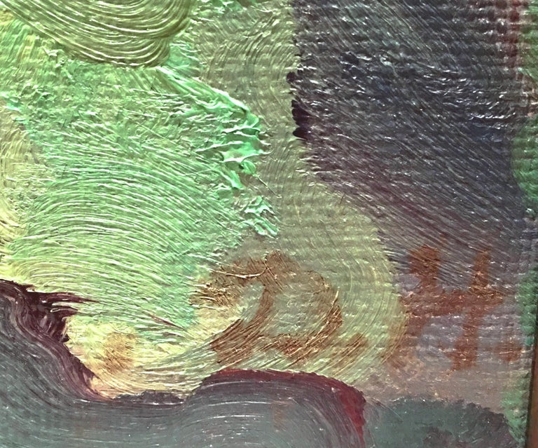 1995 Original Oil on Burlap Abstract Landscape Painting by D.H For Sale ...