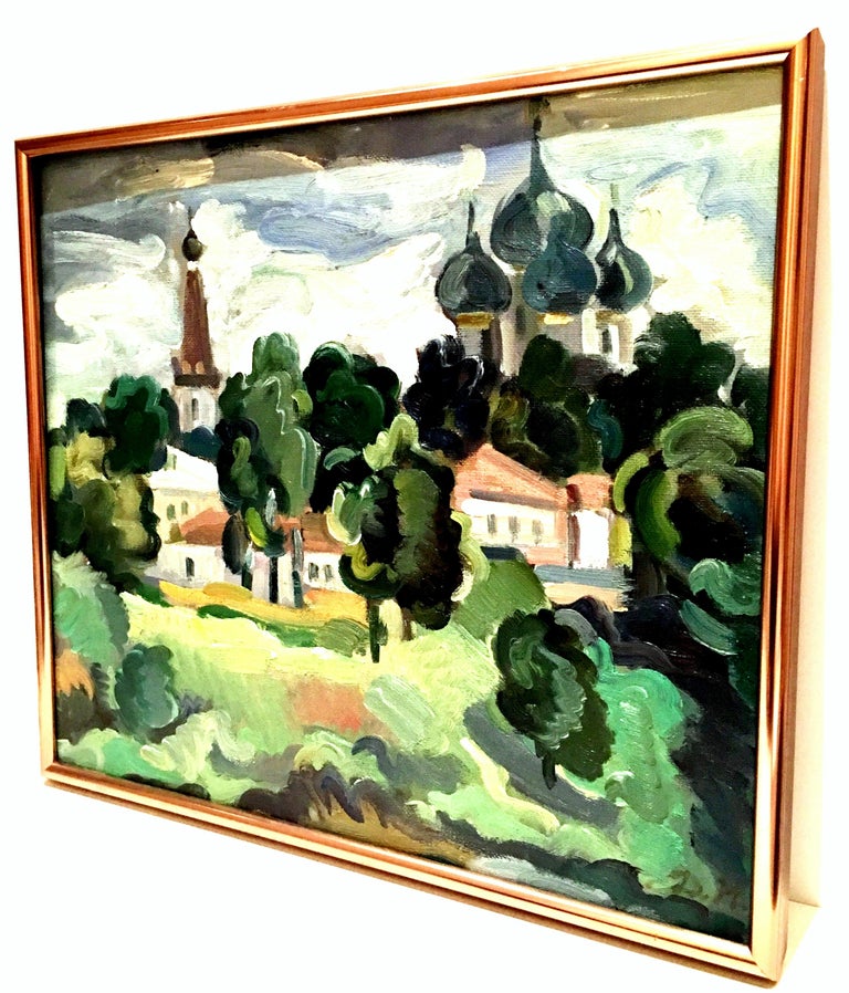 1995 Original Oil on Burlap Abstract Landscape Painting by D.H For Sale ...