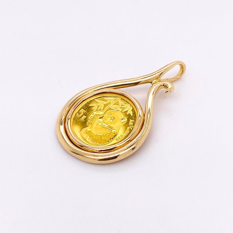 1995 Panda Coin Gold Pendant, 24K Gold, 1/20th oz Gold Panda Coin for ...