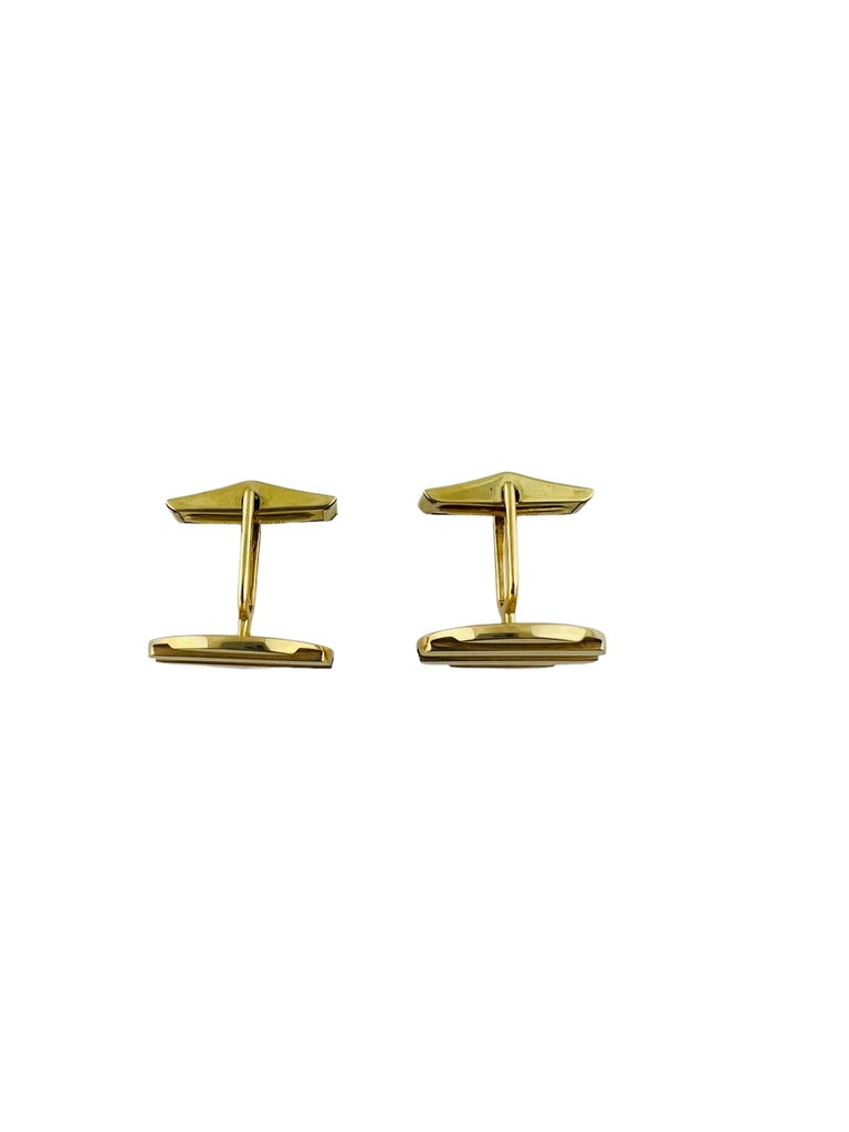 1995 Tiffany and Co. 18k Yellow Gold Oval Striped Cufflinks with Box ...