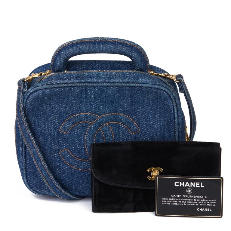 1996 Chanel Blue Denim Vintage Timeless Vanity Bag at 1stDibs | blue vanity