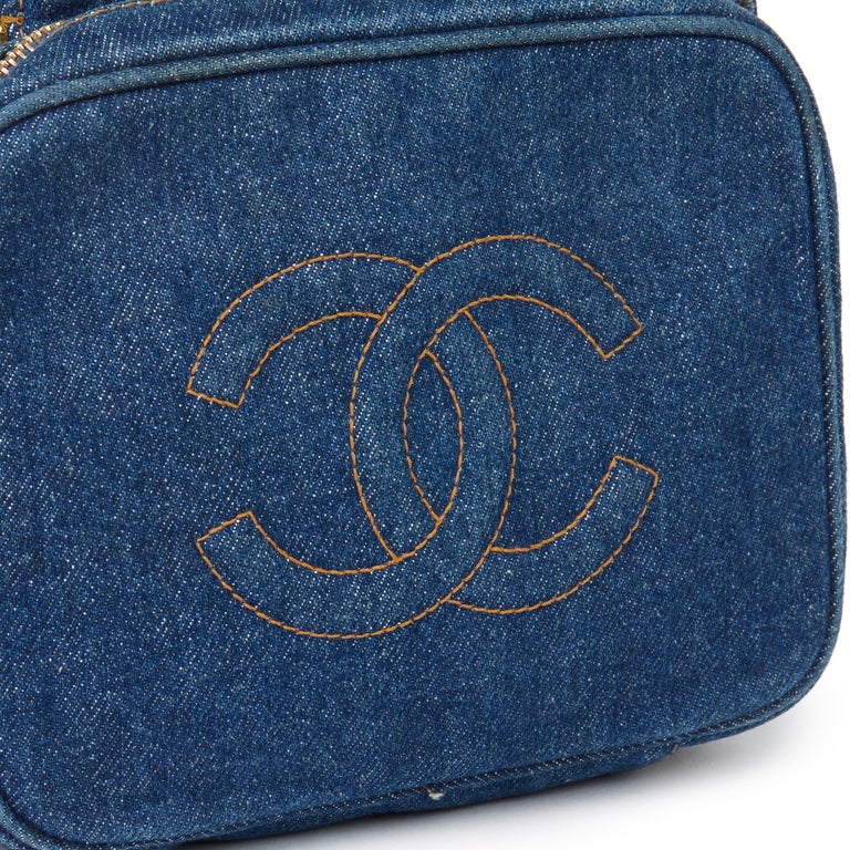 1996 Chanel Blue Denim Vintage Timeless Vanity Bag at 1stDibs | blue vanity