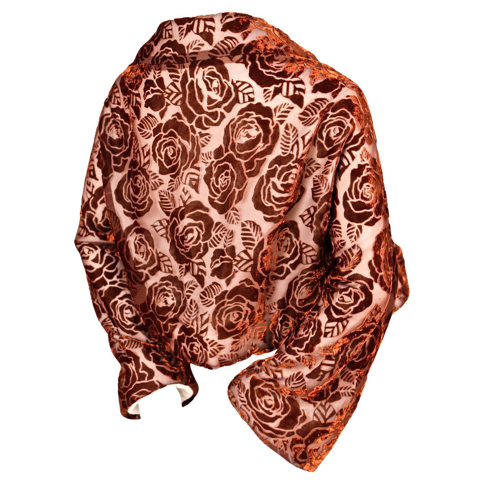 1996 COMME DES GARCONS flocked velvet wrap RUNWAY jacket with padding ...