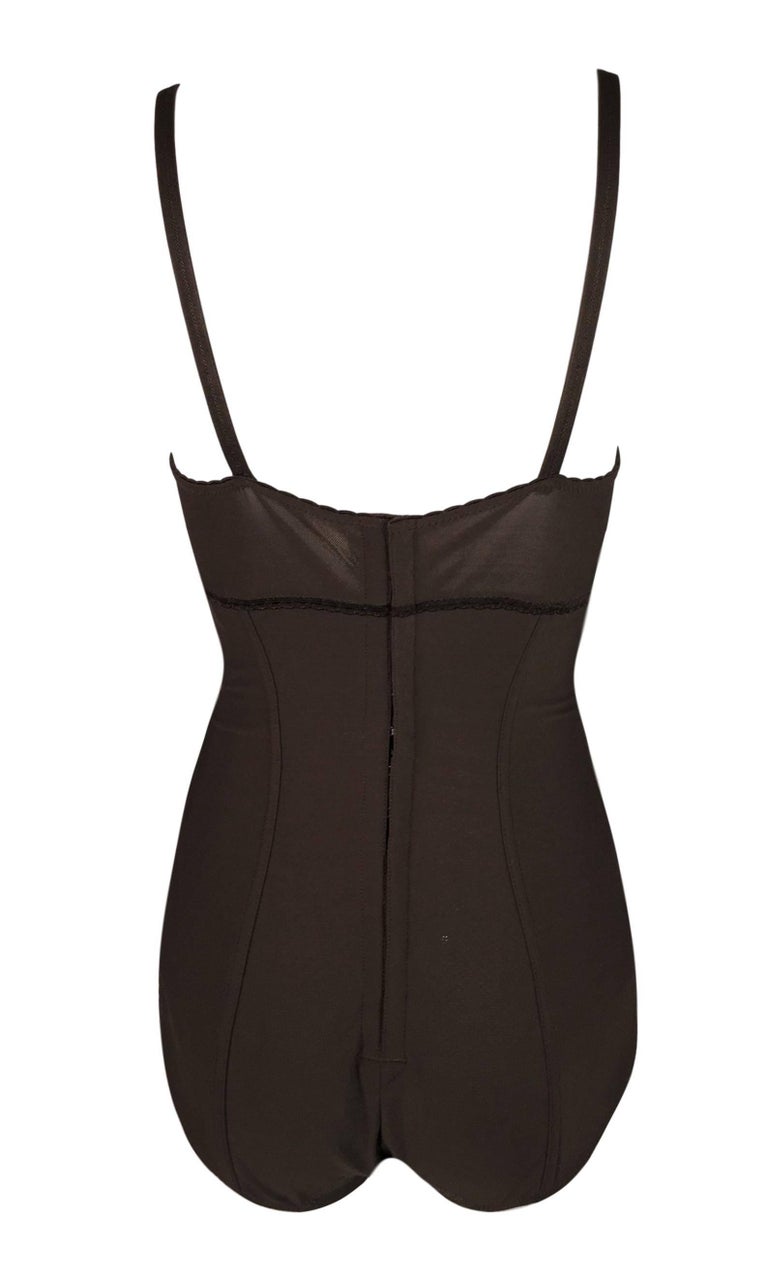 1996 Dolce and Gabbana Brown Lace Corset Bodysuit Top at 1stDibs ...