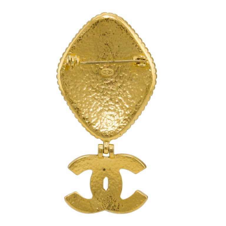 1996 Fall Collection Chanel Pin with Green Stone at 1stDibs