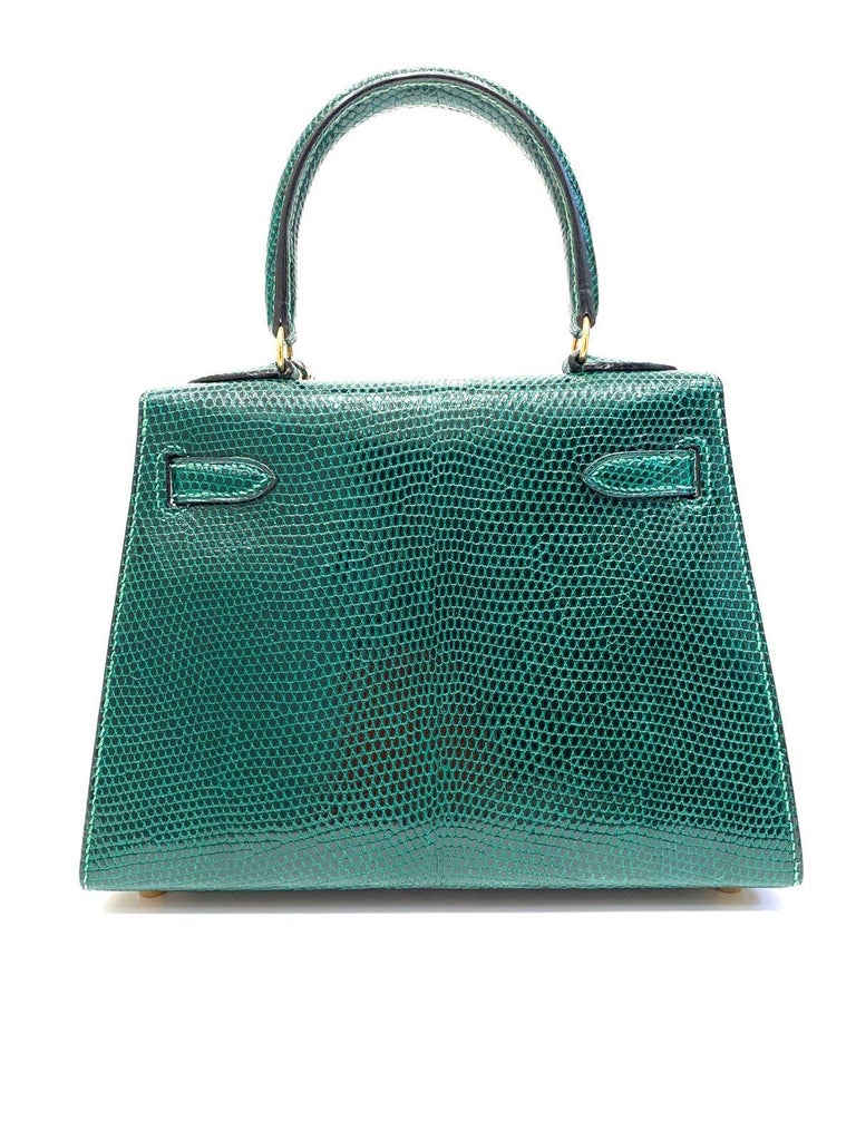 1996 Hermès Vintage Mini Kelly 20cm Green Lizard at 1stDibs