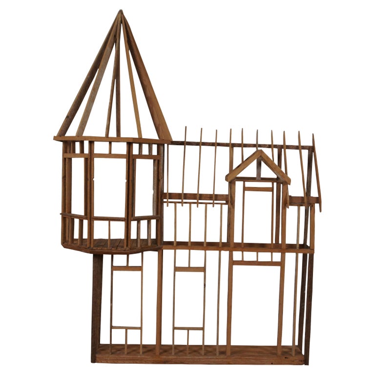 1996, Ron Hundt Architectural Wooden Model House Wall Hanging Shelf ...