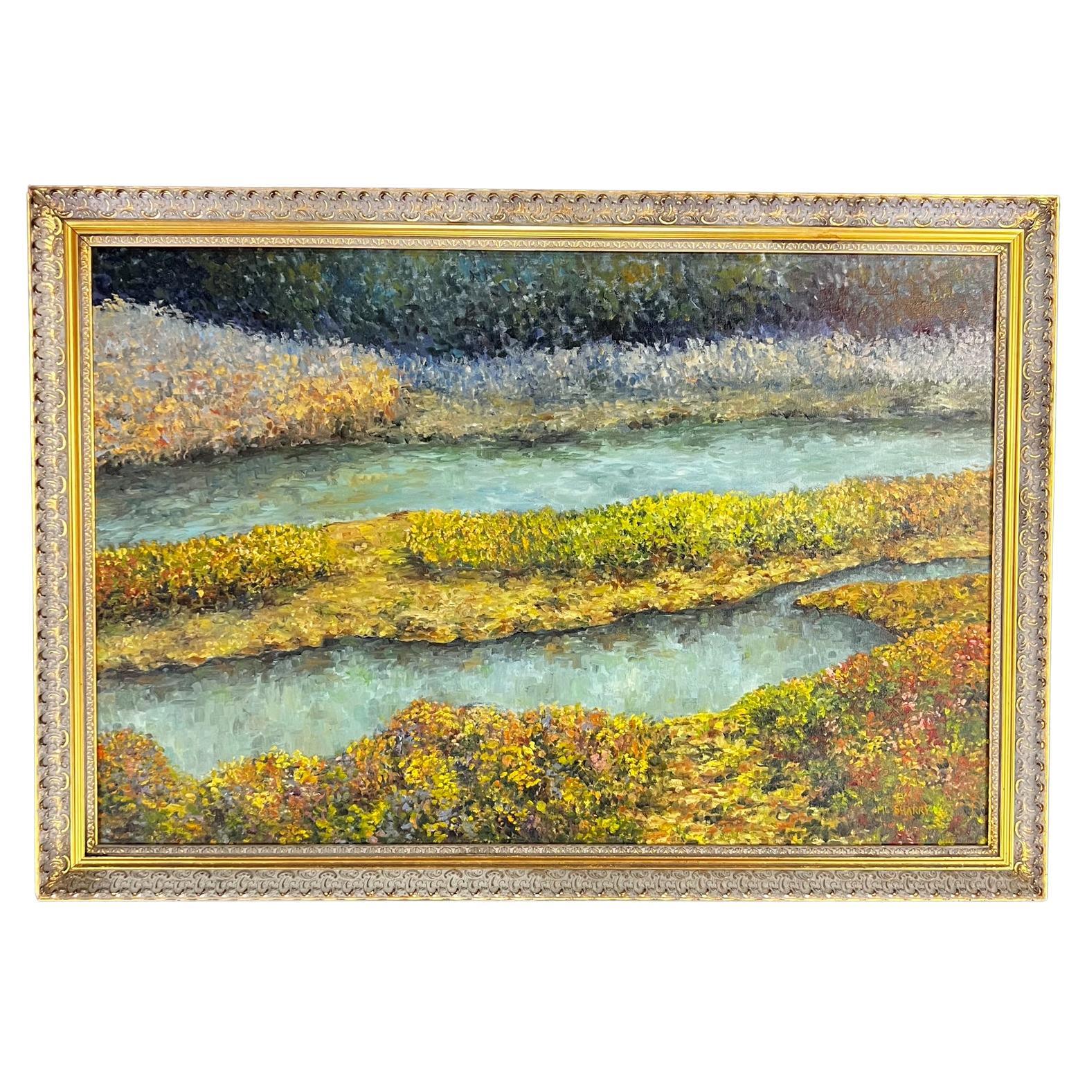 1997 Anne McSharry Art Impressionist Landscape Reflections Oil on ...