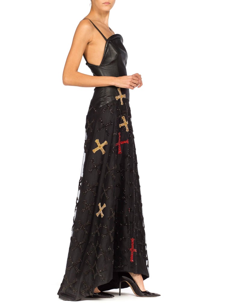 Atelier Versace Leather, Net and Crystal Gown, 1997 at 1stDibs