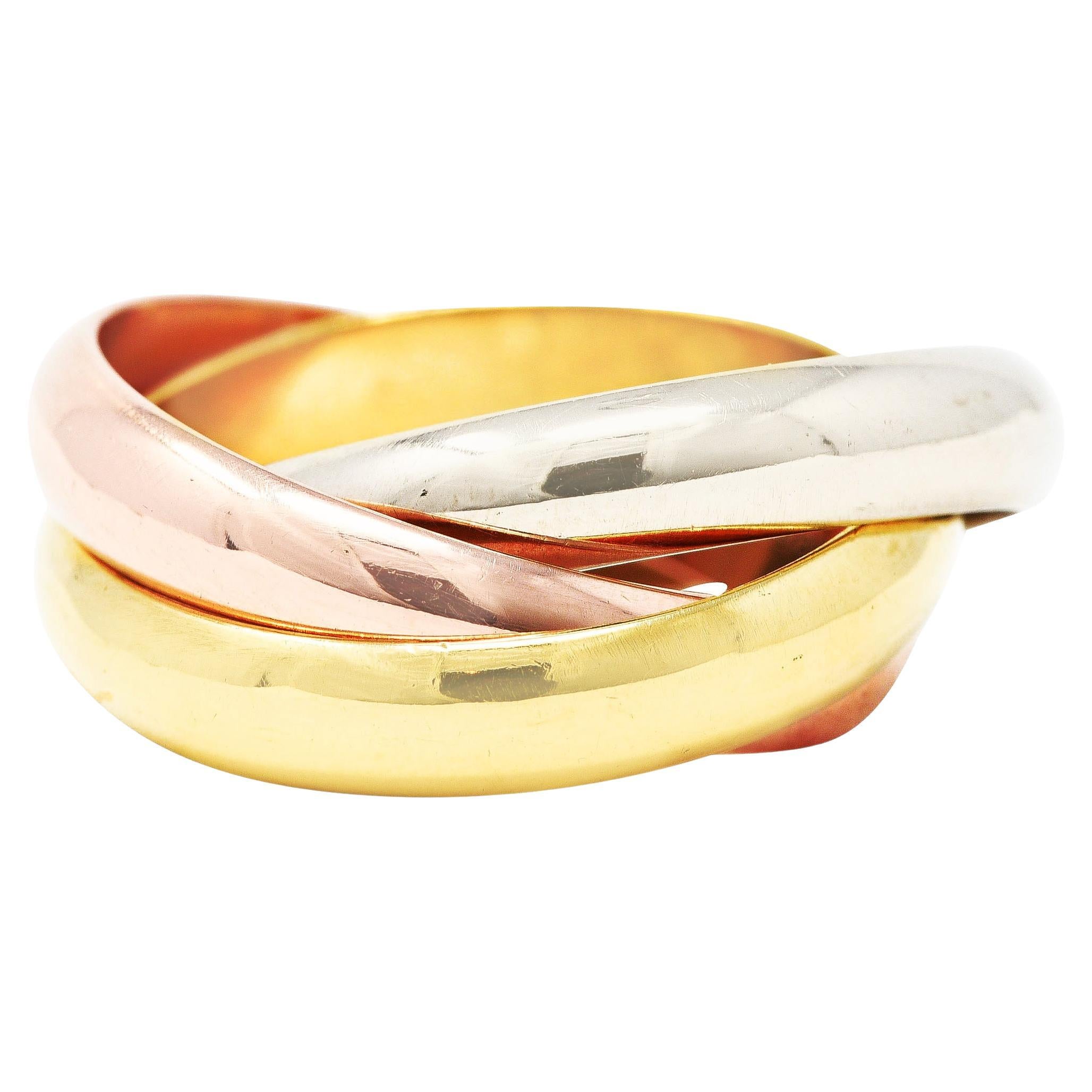 Classic Cartier Trinity Diamond Ceramic Gold Rolling Ring at 1stDibs ...