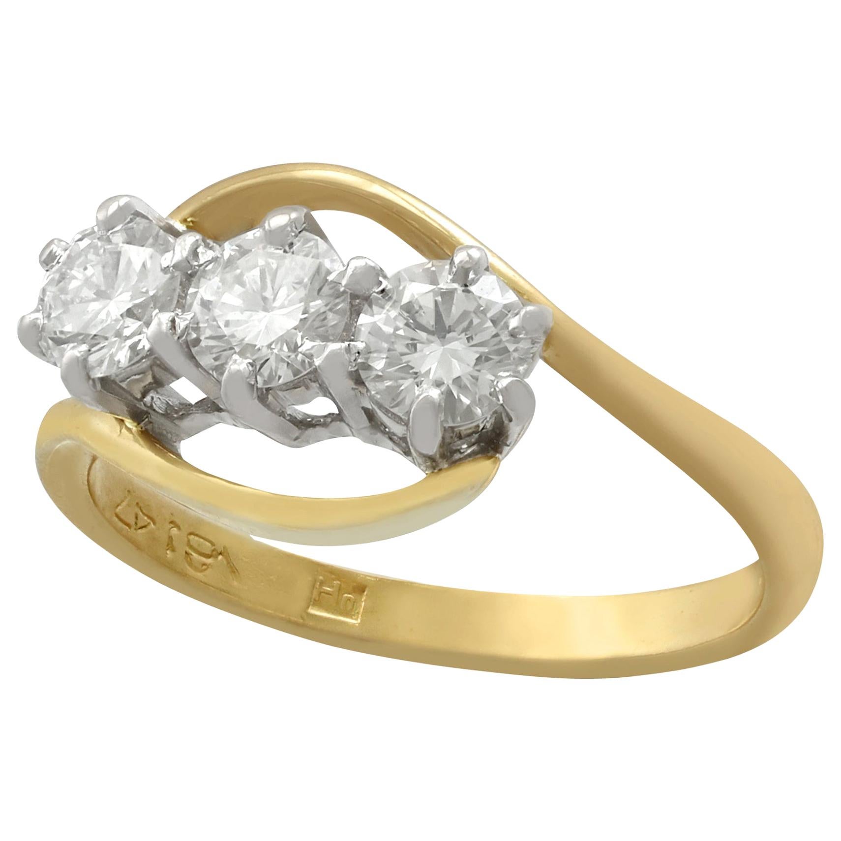 1.01 Carat Diamond and Yellow Gold Trilogy Engagement Ring For Sale at ...