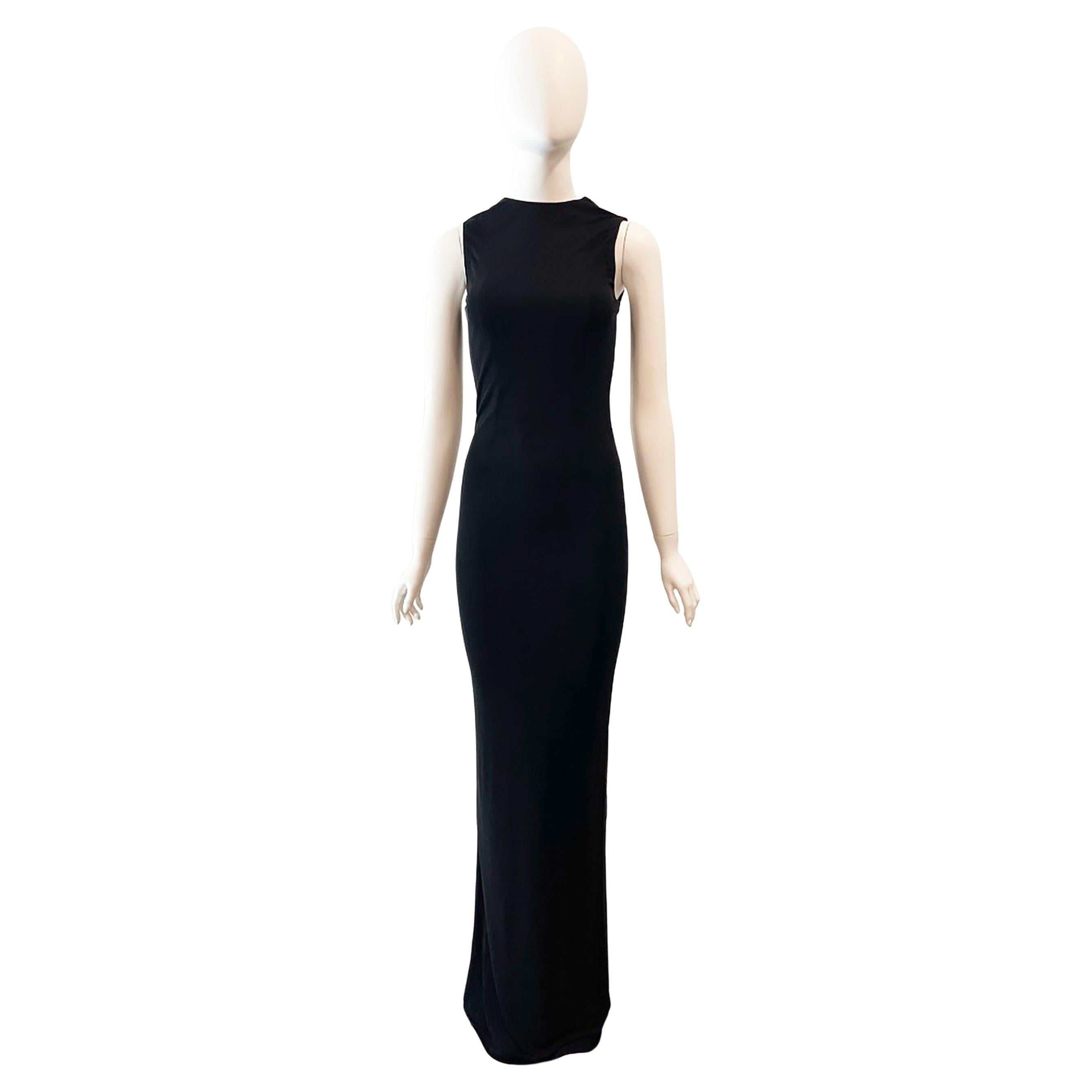 1997 Gucci by Tom Ford Semi-Sheer Black Extra Long Bateau Gown Dress 42 ...