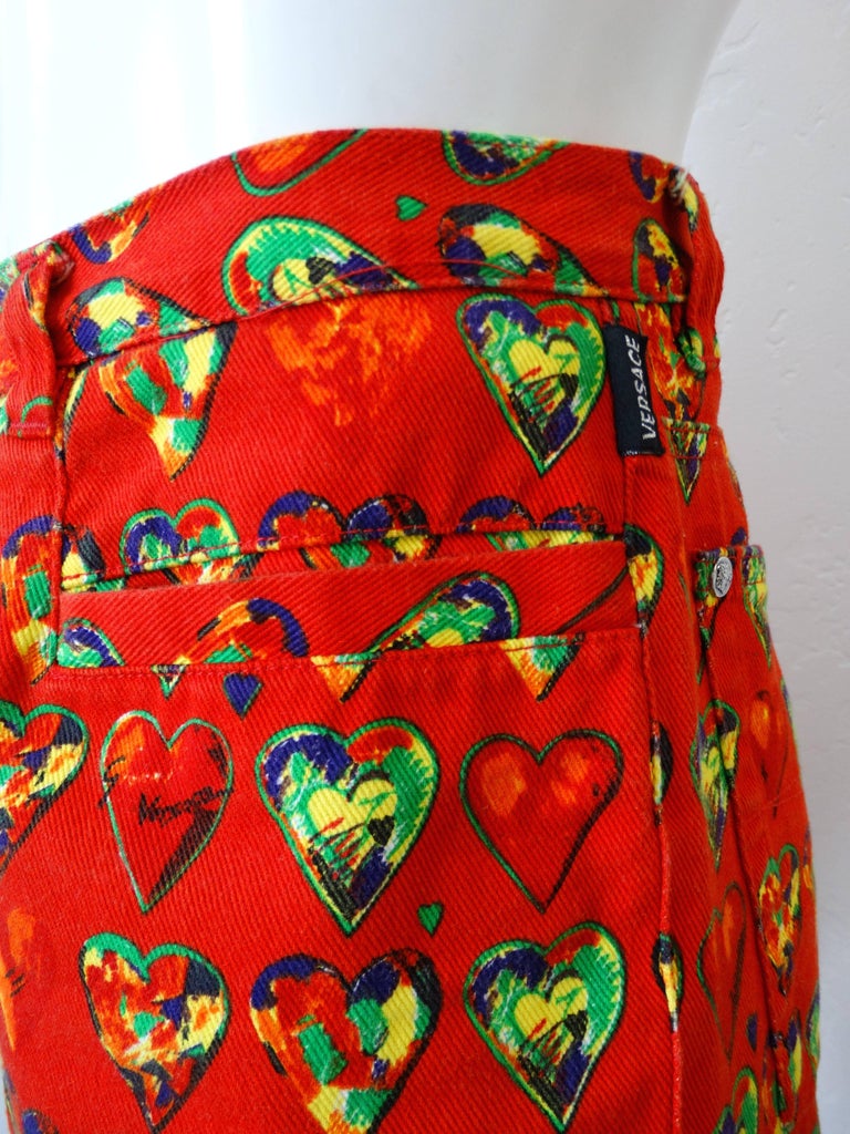 1997 Versace Jeans Heart Printed Pants For Sale at 1stDibs | versace ...