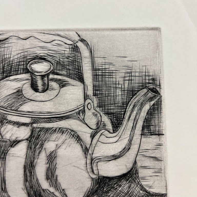 1998 Alina D. Pocian Woodblock Etching Artwork Titled Tea Time 7/18 For Sale at 1stDibs