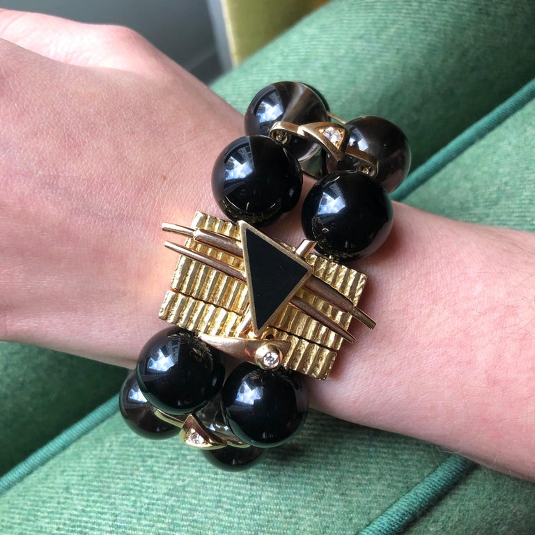 Giorgio Facchini Smoky Quartz, Diamond, and Gold Bead Bracelet 1998 For ...