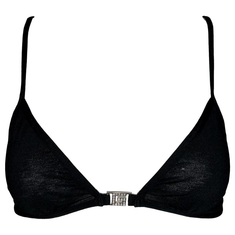2000's Gucci by Tom Ford Sheer Black Crystal G Logo Bra at 1stDibs ...