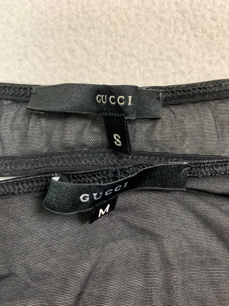 1998 Gucci Tom Ford Sheer Black Mesh Crystal G Logo Lingerie Ensemble ...