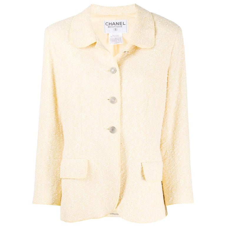 1998s Chanel Light Yellow Jacket For Sale at 1stDibs | chanel yellow jacket