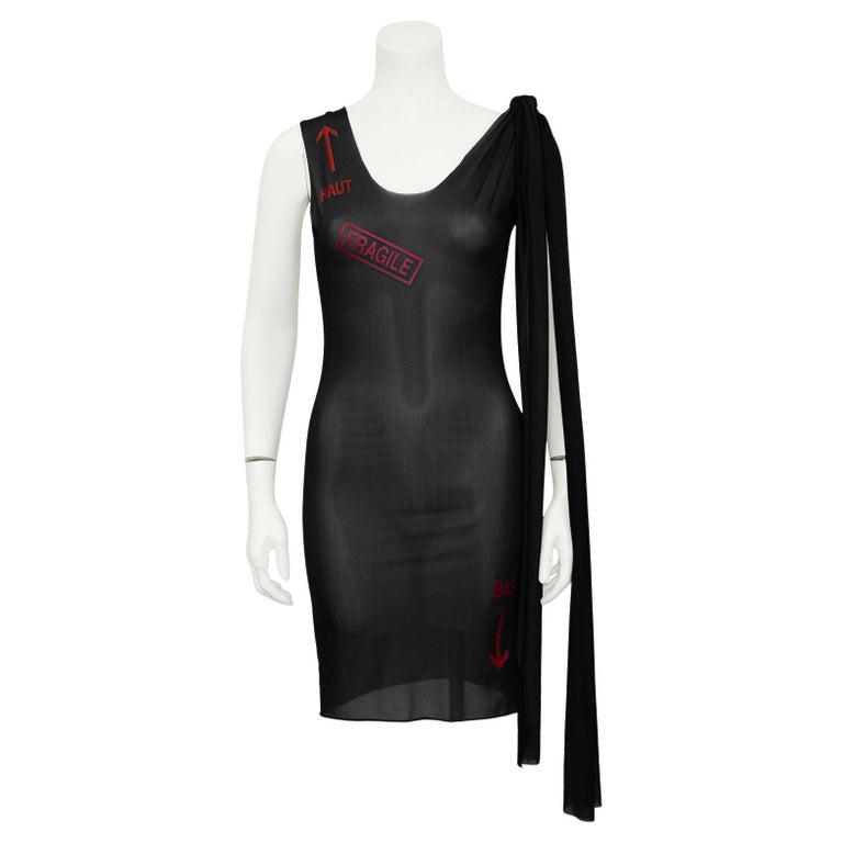 1999 Jean Paul Gaultier Femme Sheer Black Fragile Dress For Sale at 1stDibs