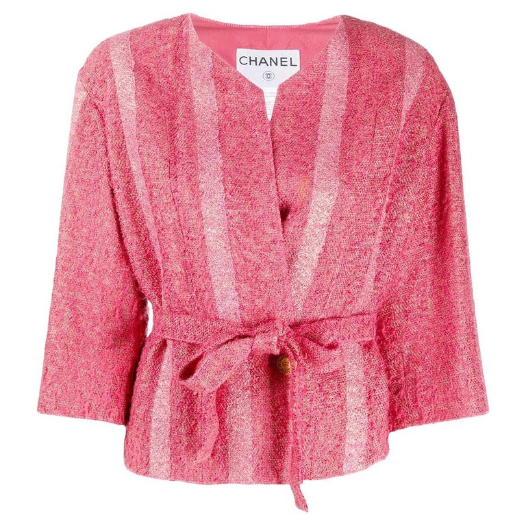 1999s Chanel Pink Stripy Jacket For Sale at 1stDibs