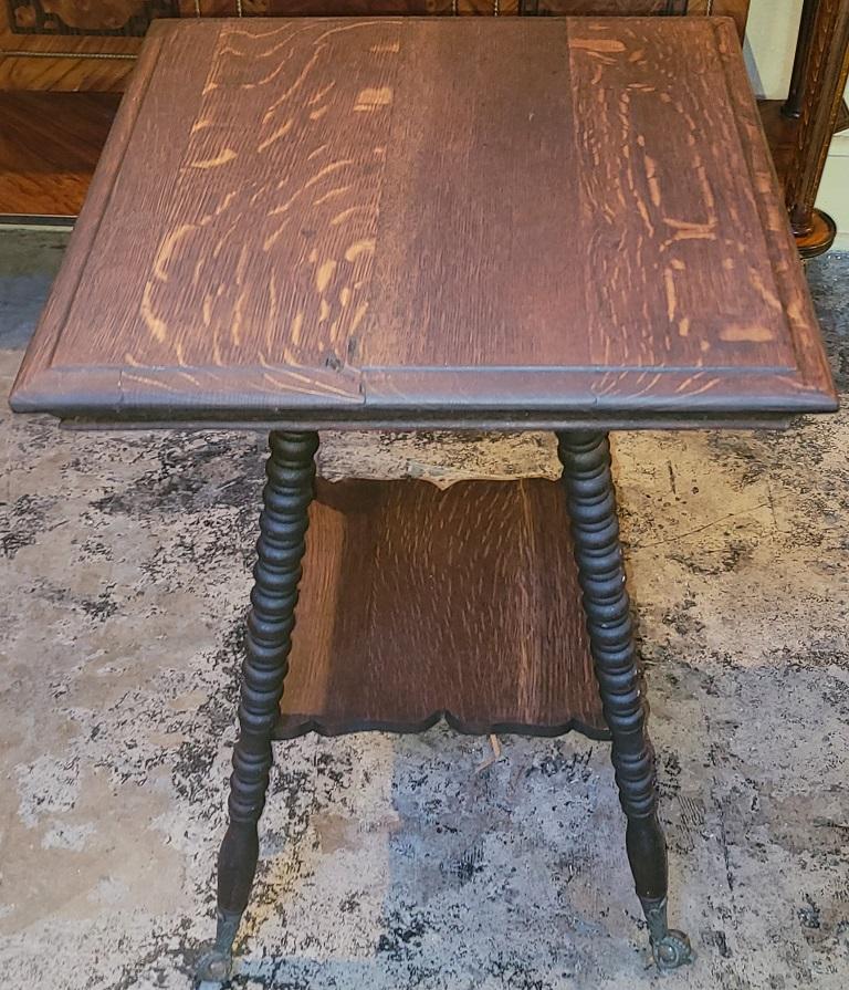 19C American Tiger Oak Side Table with Claw and Rock Crystal Feet For ...