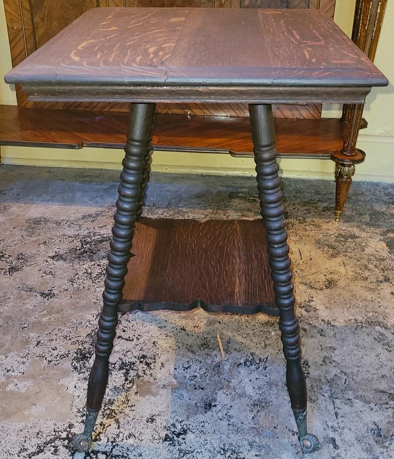 19C American Tiger Oak Side Table with Claw and Rock Crystal Feet For ...