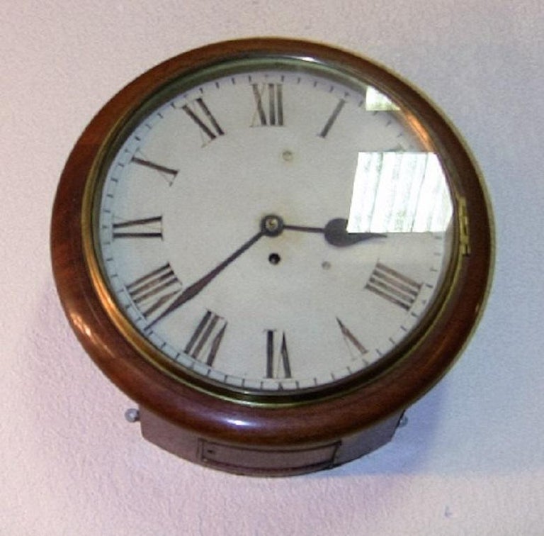 19th Century British Mahogany Schoolhouse or Railway Wall Clock at ...