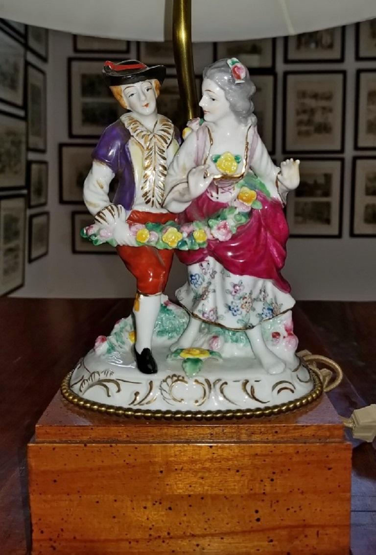 19th Century Dresden Porcelain Style Pair of Table Lamps at 1stDibs