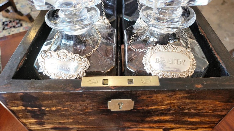 19C Irish Coromandel Wood Campaign Decanter Box For Sale at 1stDibs