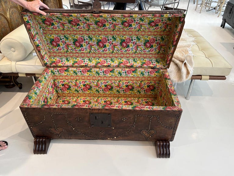 19c Leather Trunk on Stand, JMB Monogram For Sale at 1stDibs