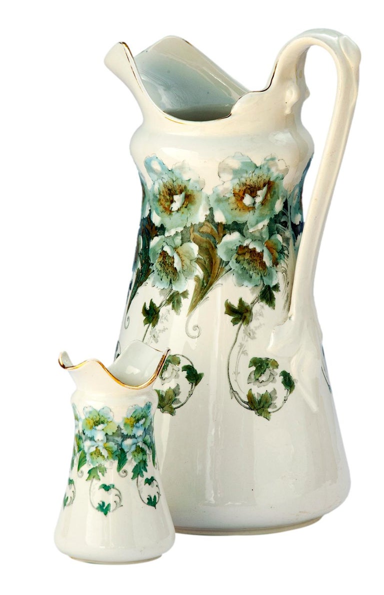 19C Nrmandy Art Noveau Ironstone, Semi Porcelain Pitcher Set For Sale ...