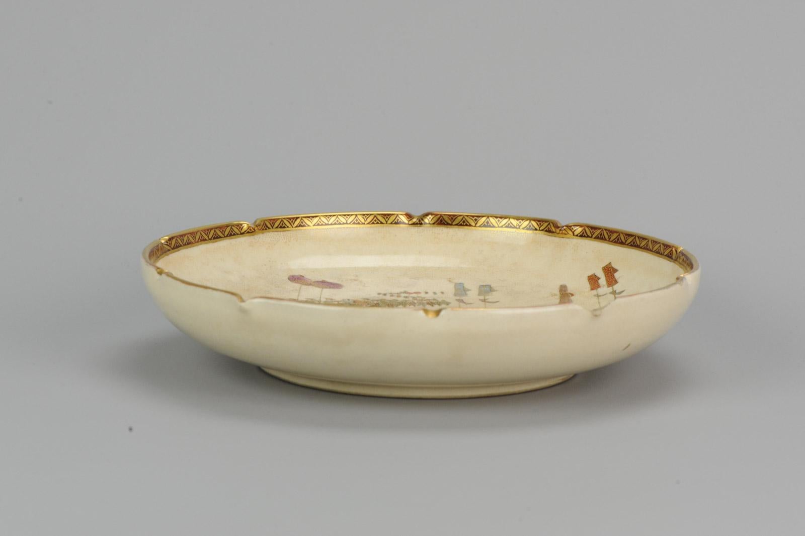 Antique 19th Century Japanese Satsuma Dish Decorated Procession Marked ...