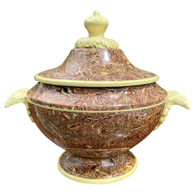 19th-20th Century Agateware Brown and Yellow Tureen at 1stDibs