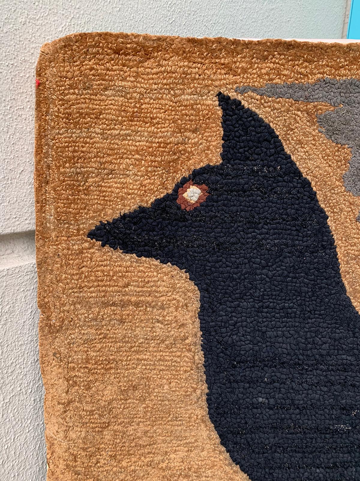 19th-20th Century American Fox Hooked Rug at 1stDibs