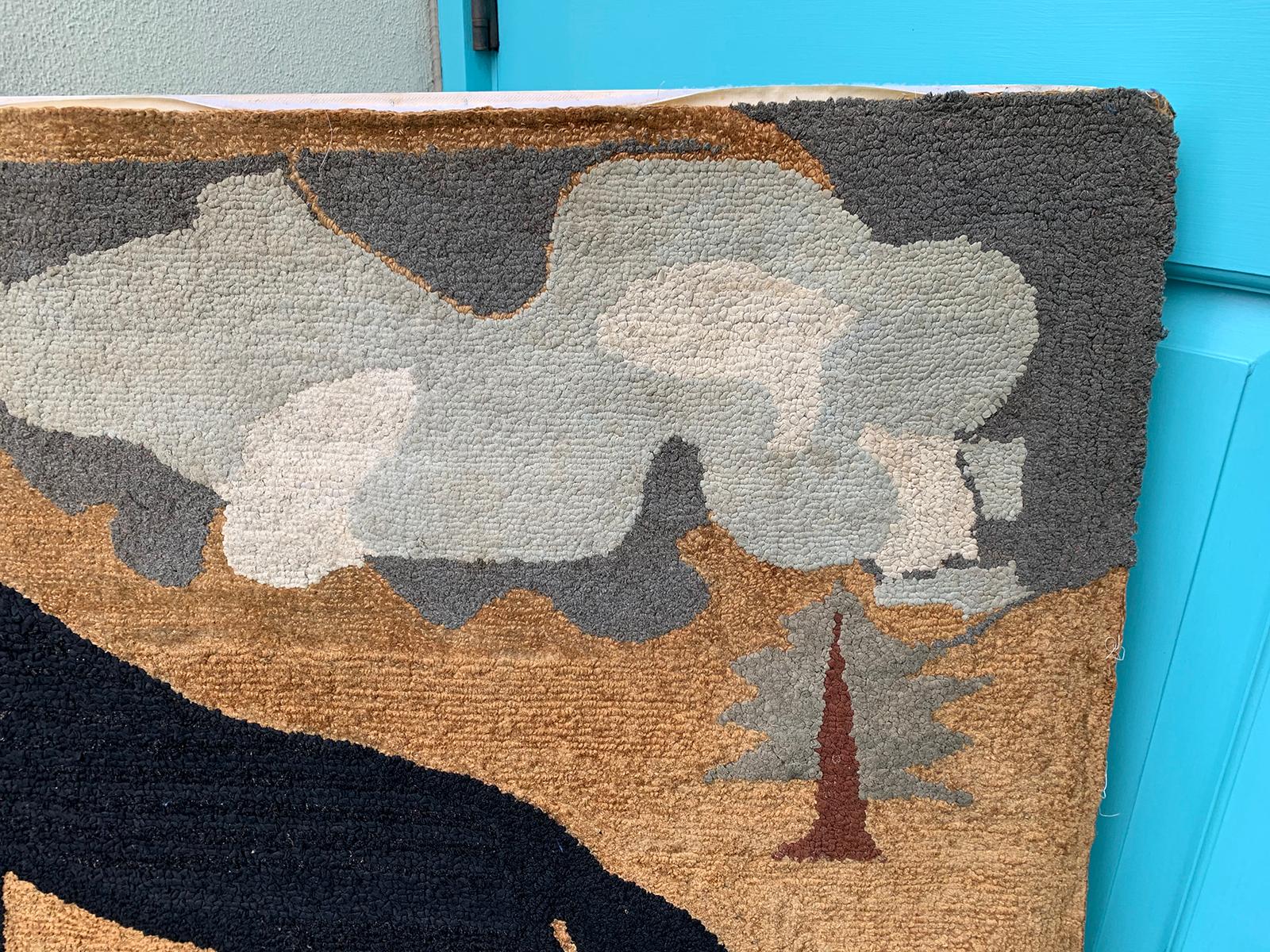 19th-20th Century American Fox Hooked Rug at 1stDibs