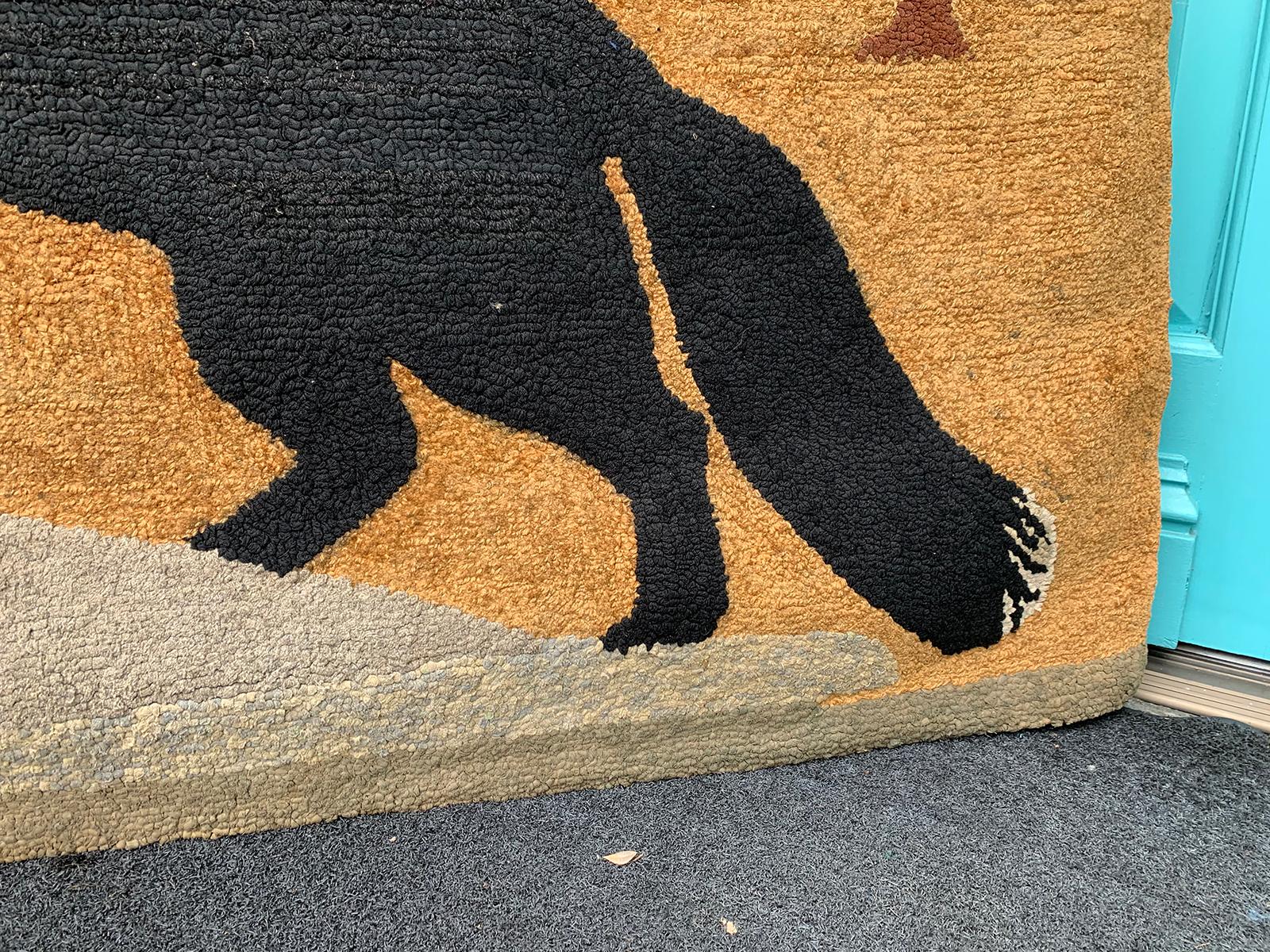 19th-20th Century American Fox Hooked Rug at 1stDibs