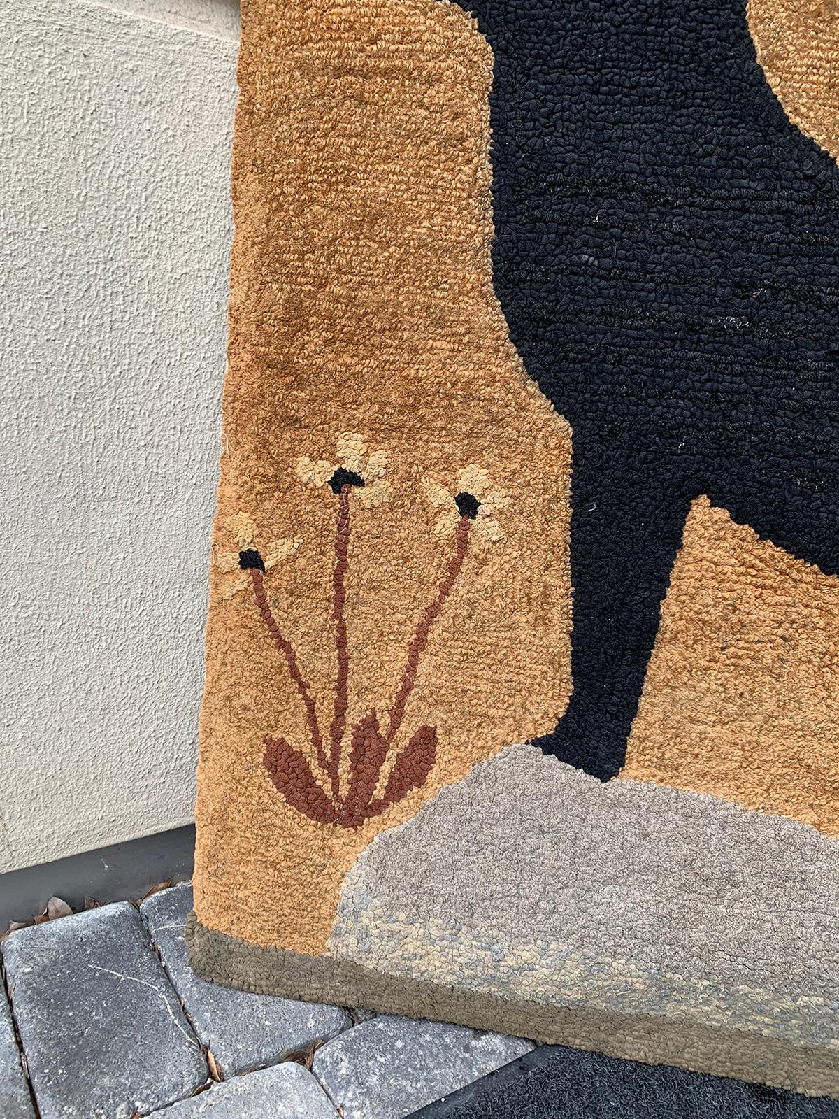 19th-20th Century American Fox Hooked Rug at 1stDibs
