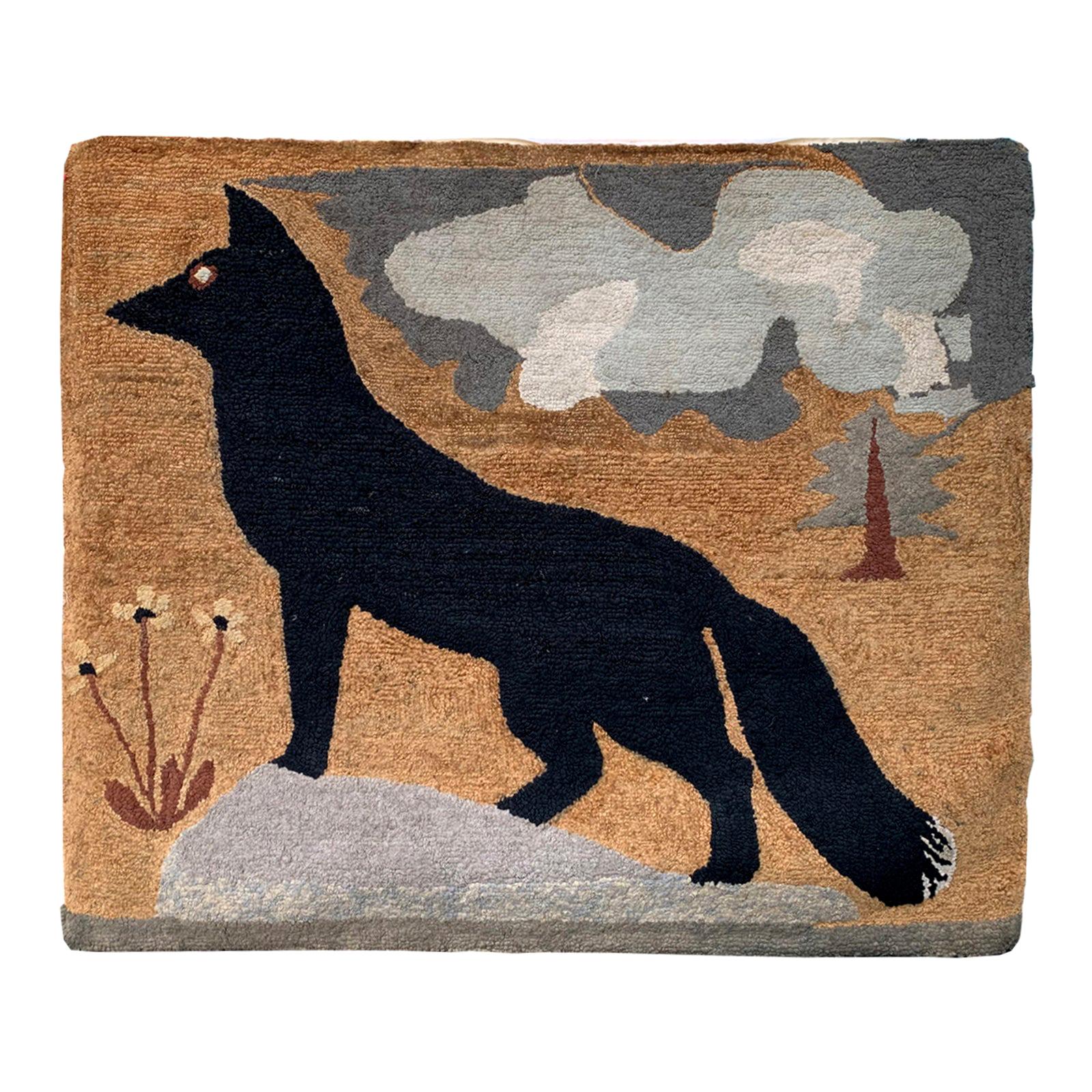 19th-20th Century American Fox Hooked Rug at 1stDibs
