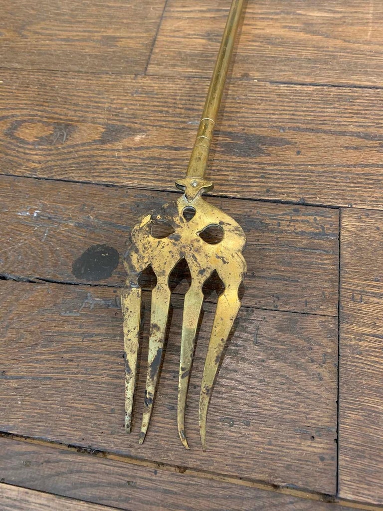 19th-20th Century Brass Coal Fireplace Fork For Sale at 1stDibs