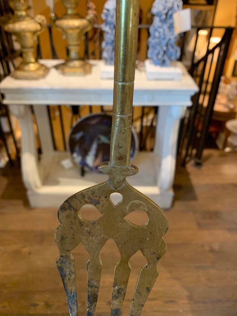 19th-20th Century Brass Coal Fireplace Fork For Sale at 1stDibs