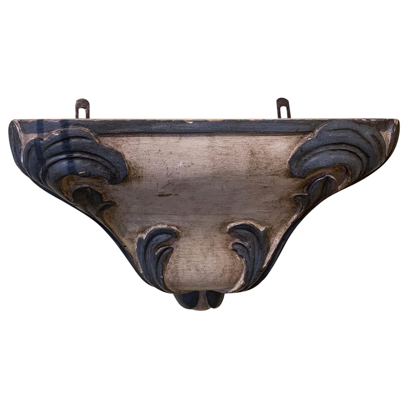 19th-20th Century Continental Hand Carved and Painted Wood Bracket ...