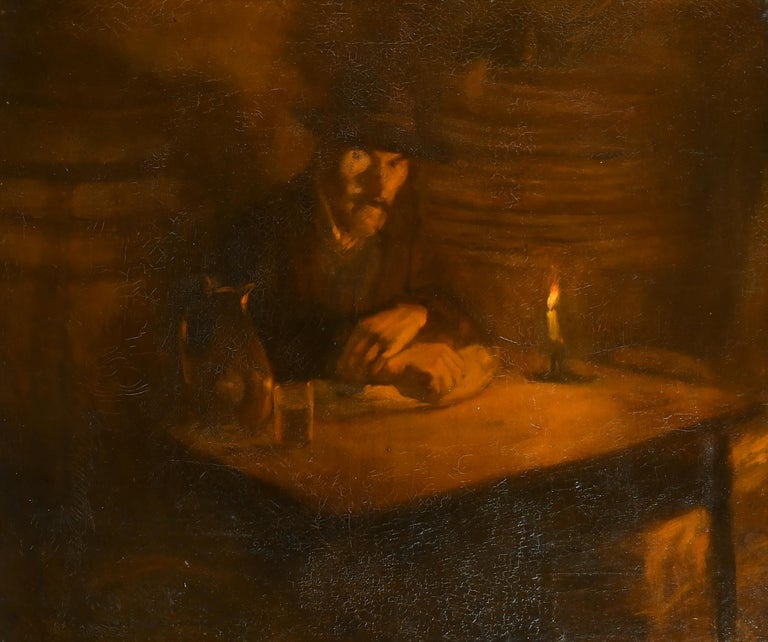 19th-20th Century European School - Man seated in Bar by Candlelight ...