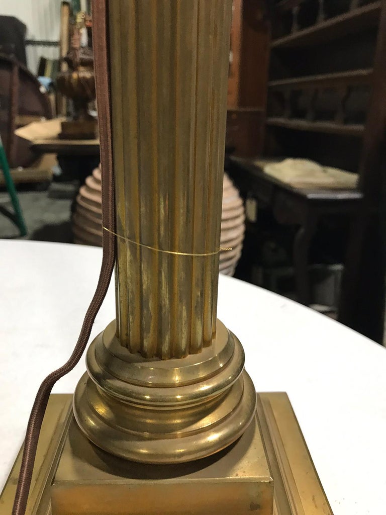 19th-20th Century Neoclassical Gilt Bronze Column Lamp with Crystal Oil ...