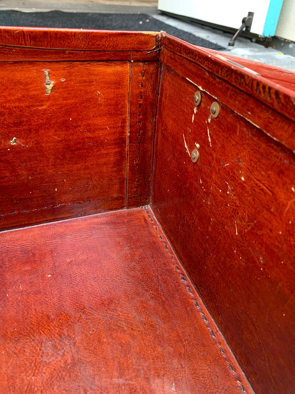 19th-20th Century Red Leather Chinese Lacquered Chinoiserie Box, Brass ...