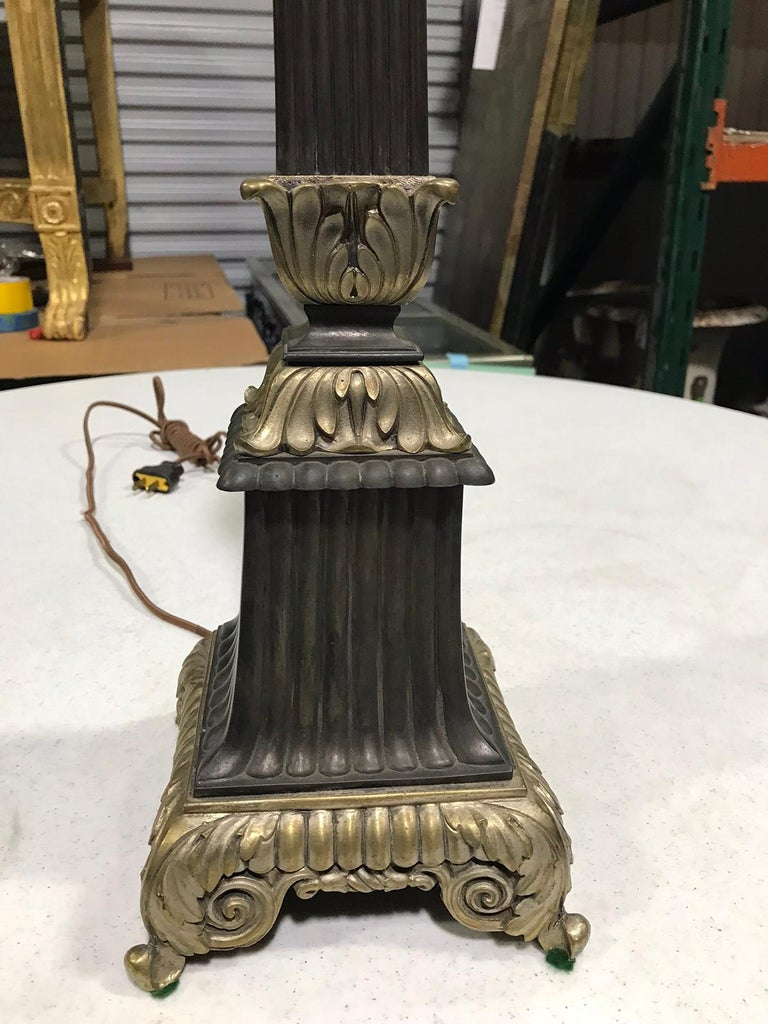19th-20th Century Regency Style Bronze Column Lamp For Sale at 1stDibs
